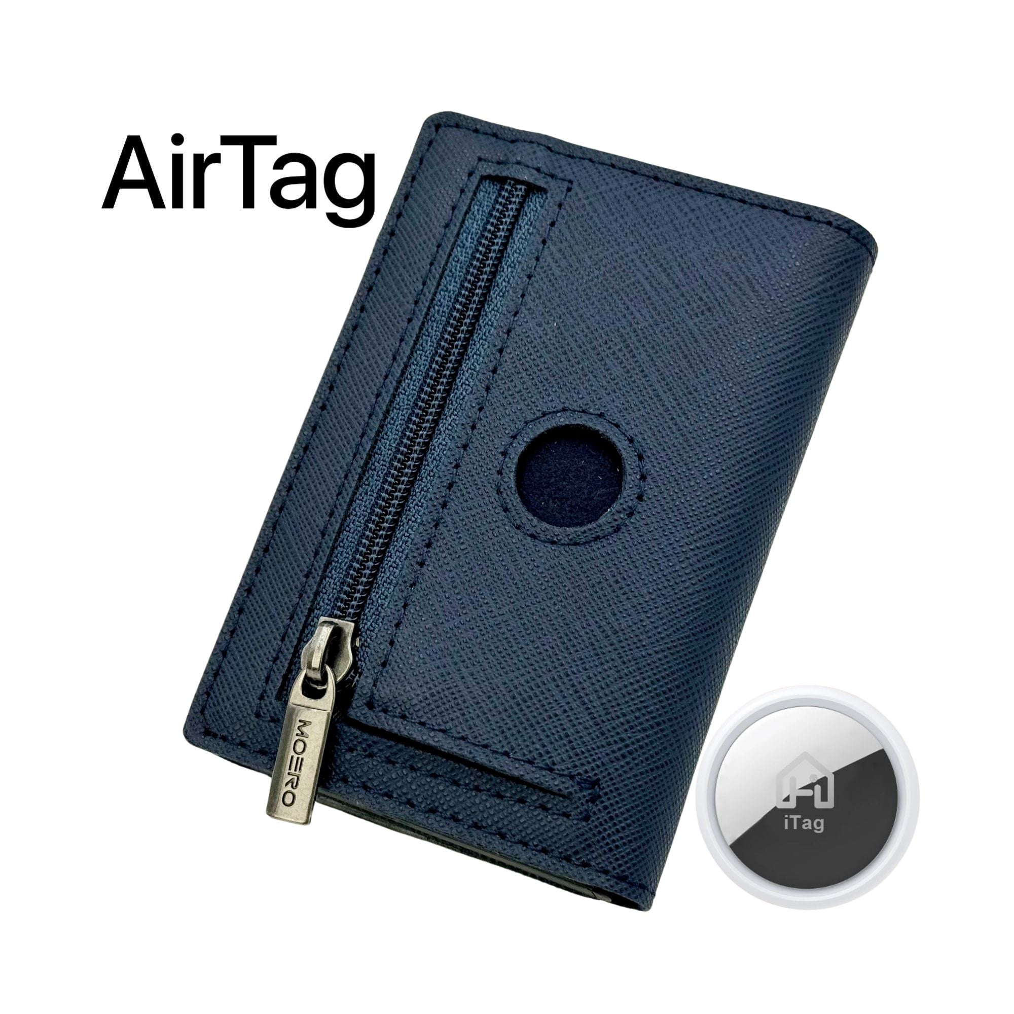 Airtag PRO Saffiano Blue Navy Zip – MOERO
